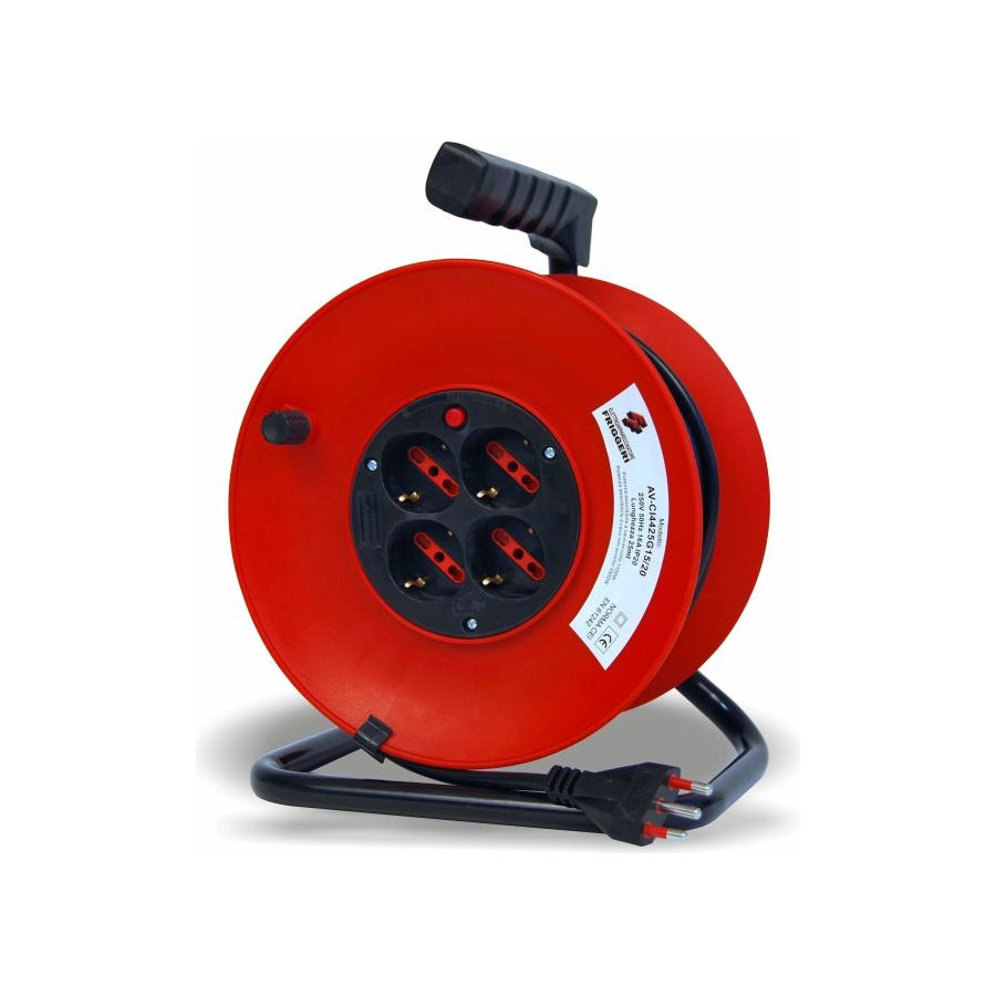 FRIGGERI - Prolunga avvolgibile ad uso domestica, 4 prese schuko, 25 M ...